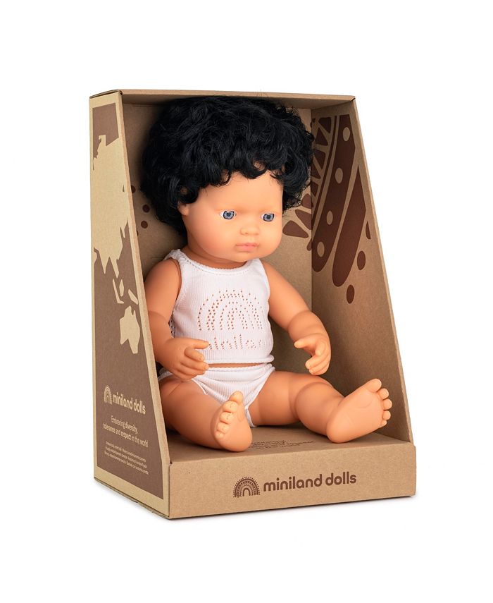 MINILAND Baby Boy 15" Caucasian Curly Black Hair Doll - Macy's