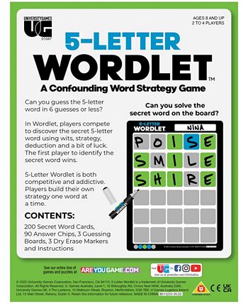 University Games 5-Letter Wordlet a Confounding Word Strategy Game Set ...