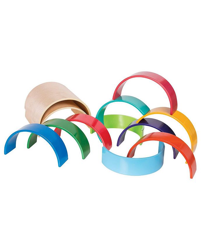 Kaplan Early Learning Colorful Wooden Rainbow Arches and Tunnels - 12 ...
