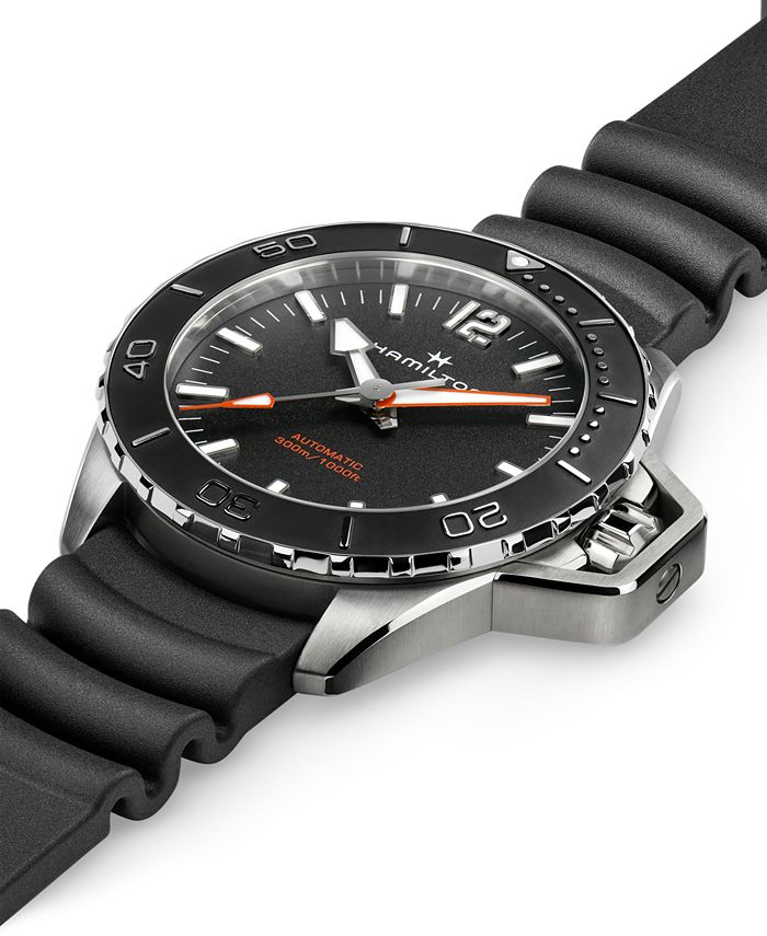 Hamilton Men's Swiss Automatic Khaki Navy Frogman Black Rubber Strap ...