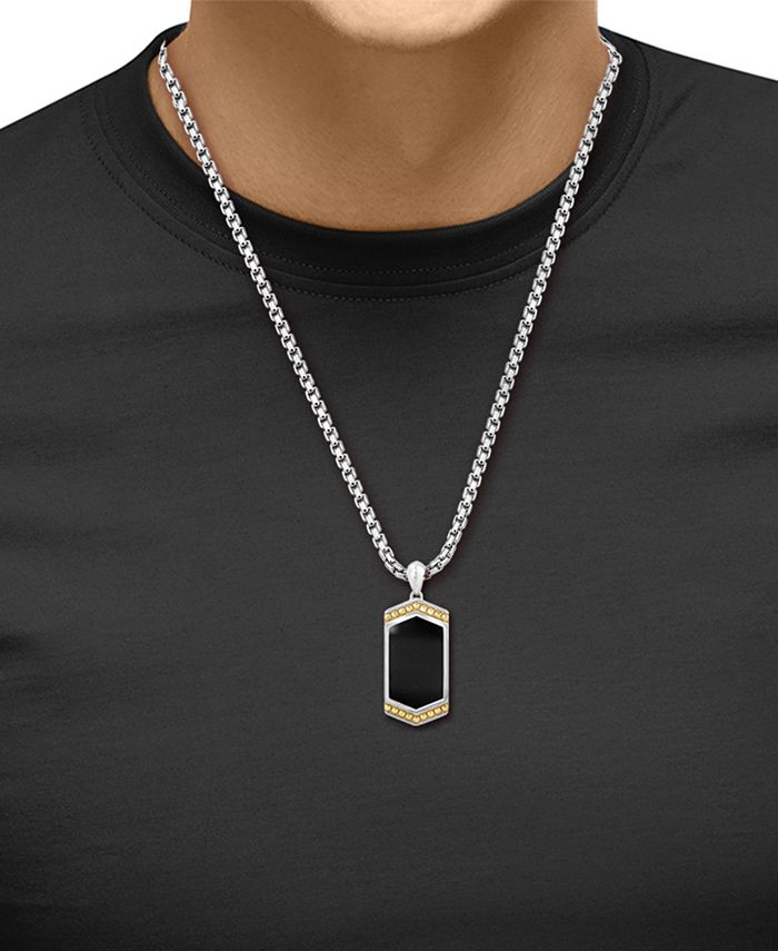 EFFY Collection EFFY® Men's Onyx Dog Tag 22" Pendant Necklace in ...