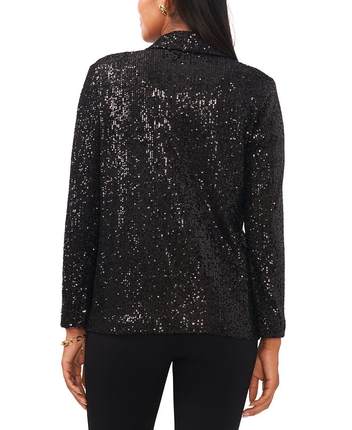 MSK Women's Sequined Notched Collar Open-Front Jacket - Macy's
