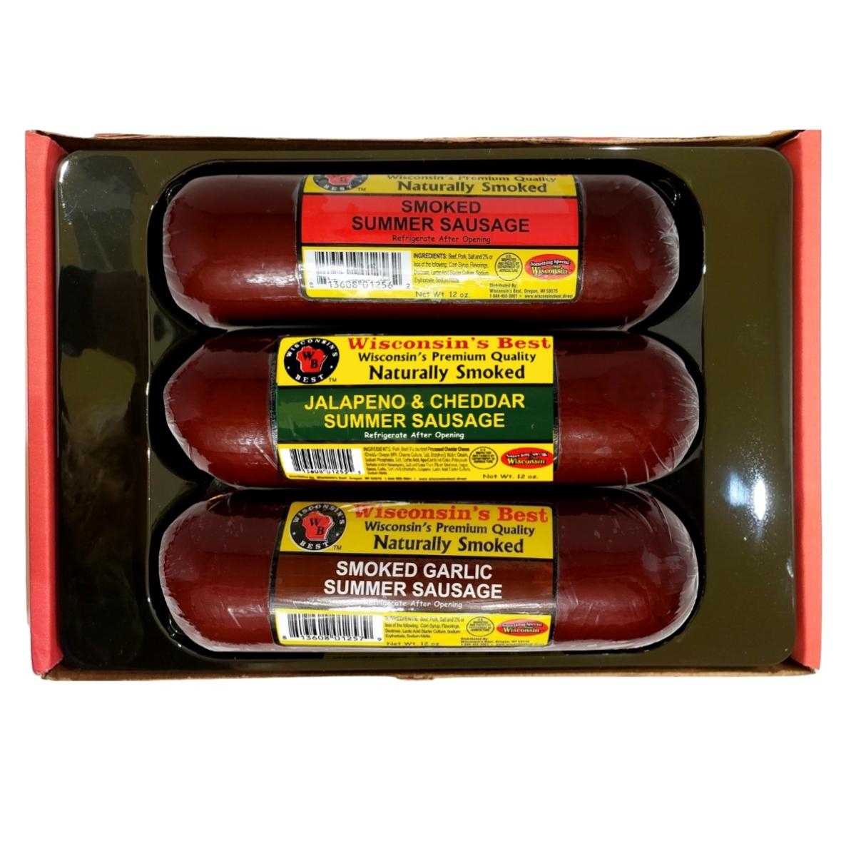 Wisconsin's Best Summer Sausage Sampler Gift Box, 3-12 Oz. Sausage ...
