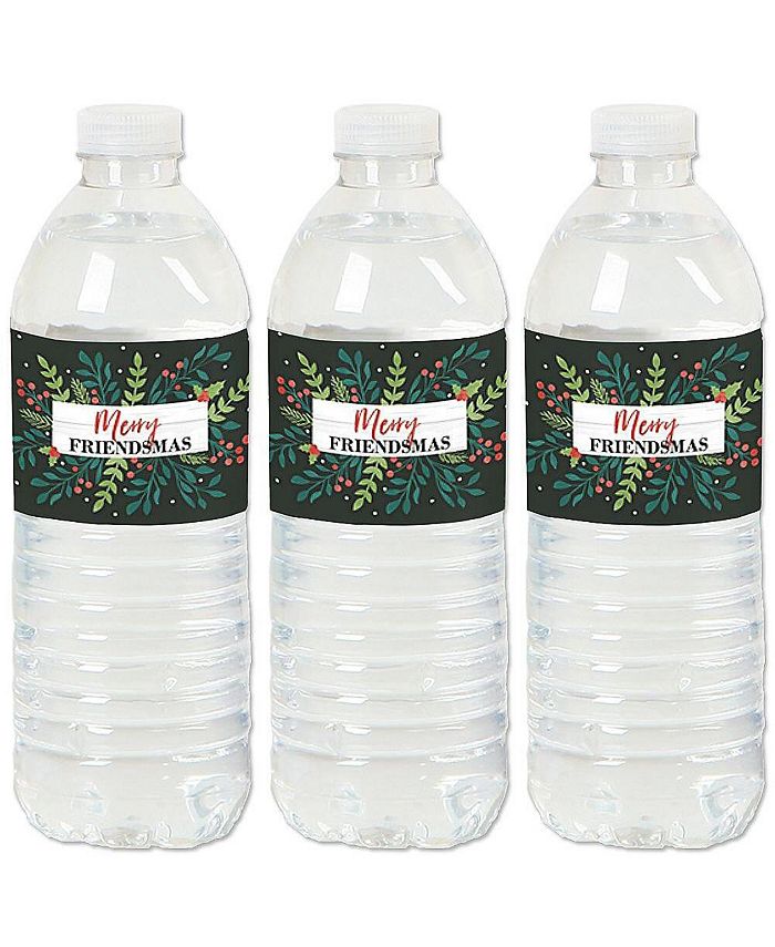 Big Dot of Happiness Rustic Merry Friendsmas - Friends Christmas Water ...