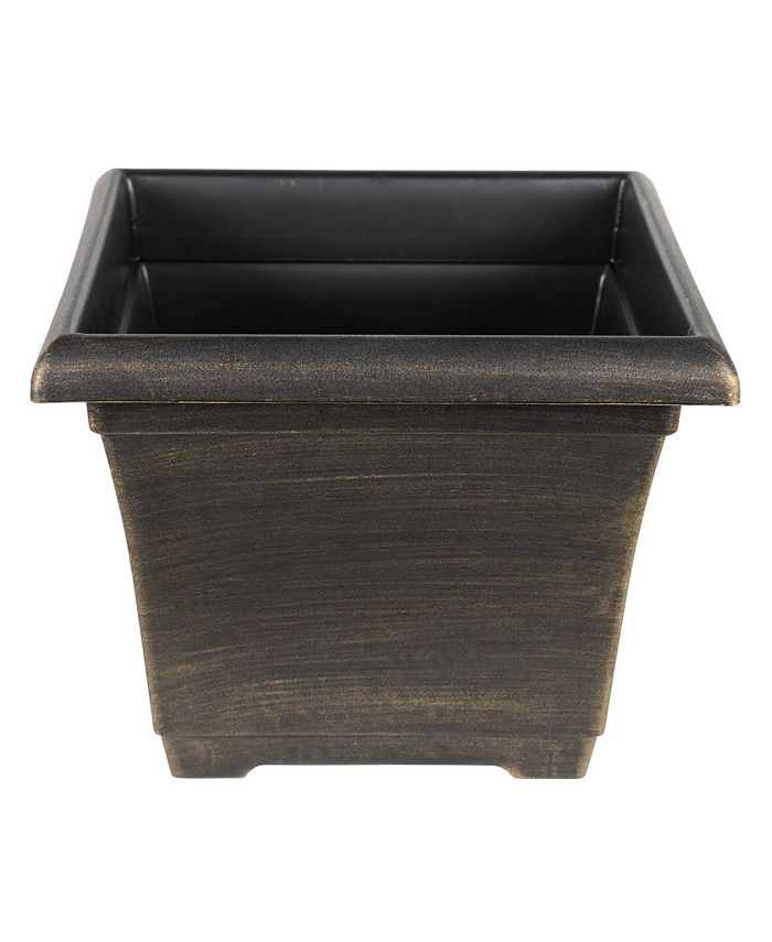 Garden Elements Outdoor Large Square Plastic Planter Gold 14 Inches ...