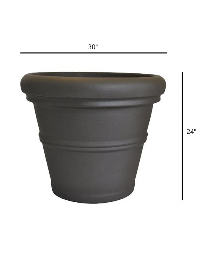 Tusco Products Plastic Rolled Rim Round Planter Espresso 30” x 24” - Macy's