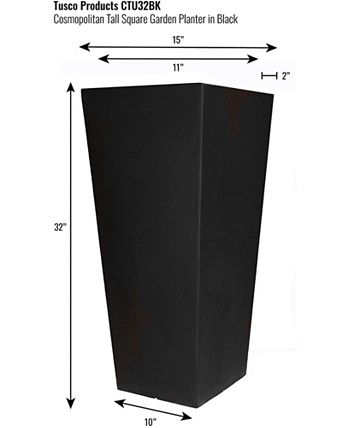 Tusco Products Cosmopolitan Tall Square Plastic Planter Black - 32in ...