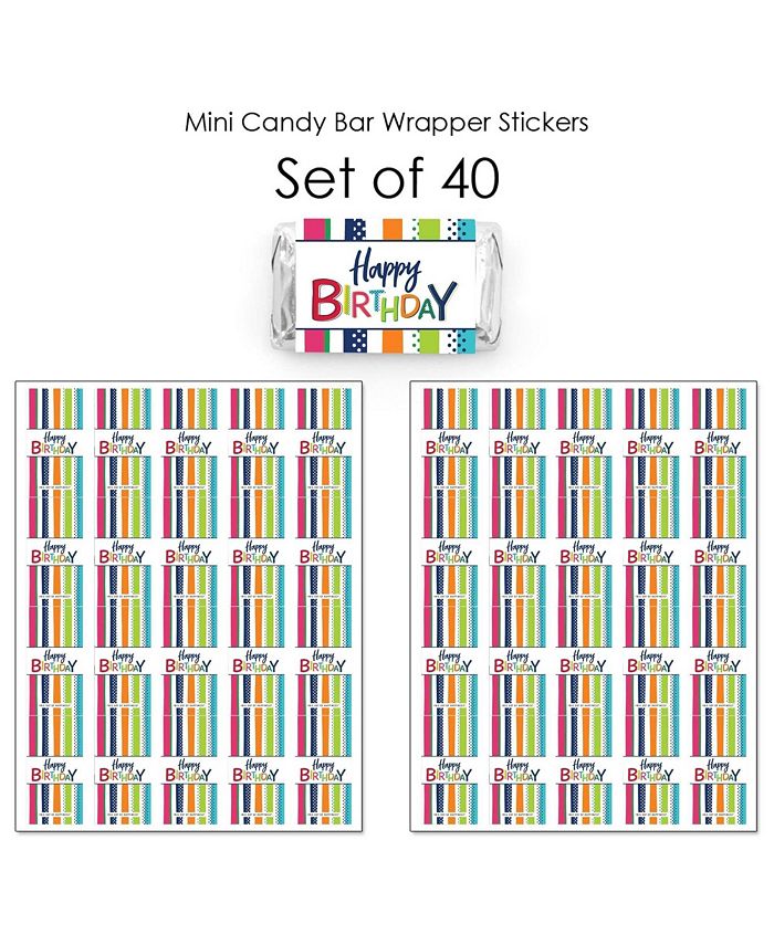 Big Dot of Happiness Cheerful Happy Birthday - Mini Candy Bar Wrapper ...