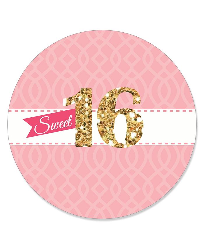 Big Dot of Happiness Sweet 16 - 16th Birthday Party Circle Sticker ...