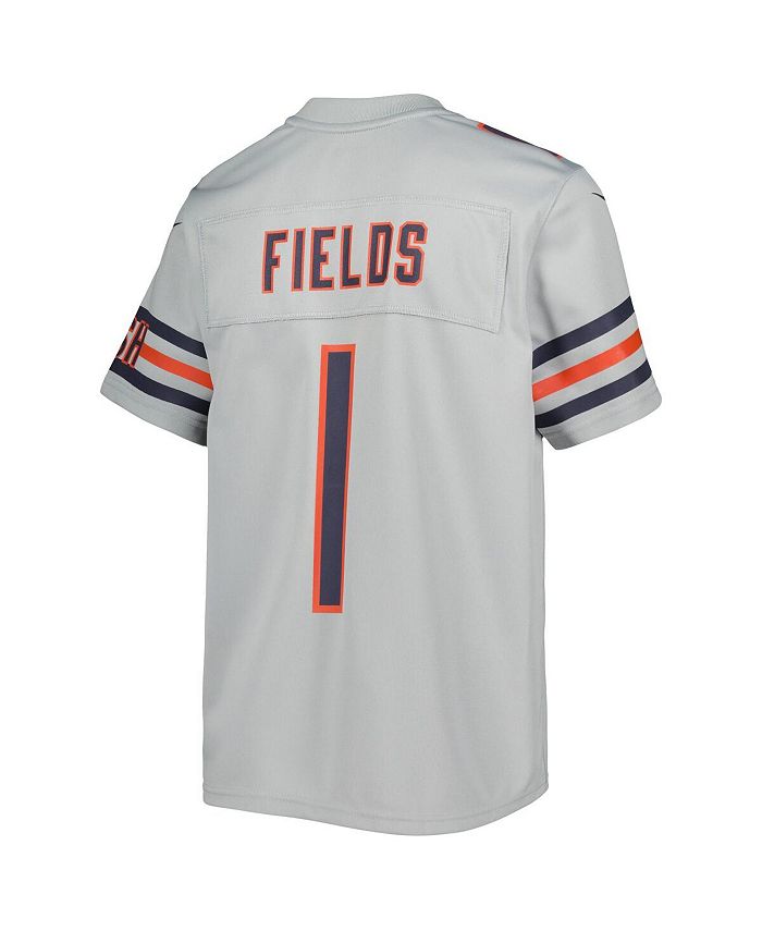 Nike Big Boys Justin Fields Gray Chicago Bears Inverted Game Jersey ...