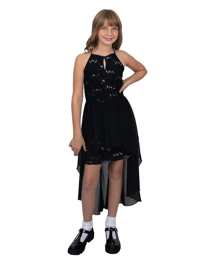 Emerald Sundae Big Girls Sequin Lace with Hi-Low Chiffon Skirt Overlay Dress - Macy's
