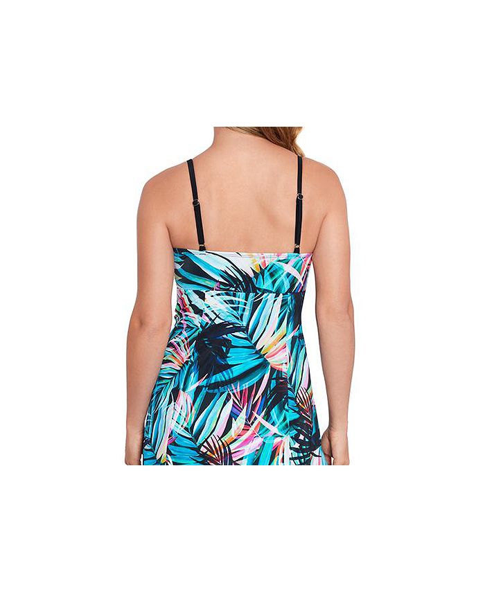 Swim Solutions Womens Tummy Control Empire Waist Swimdress Created