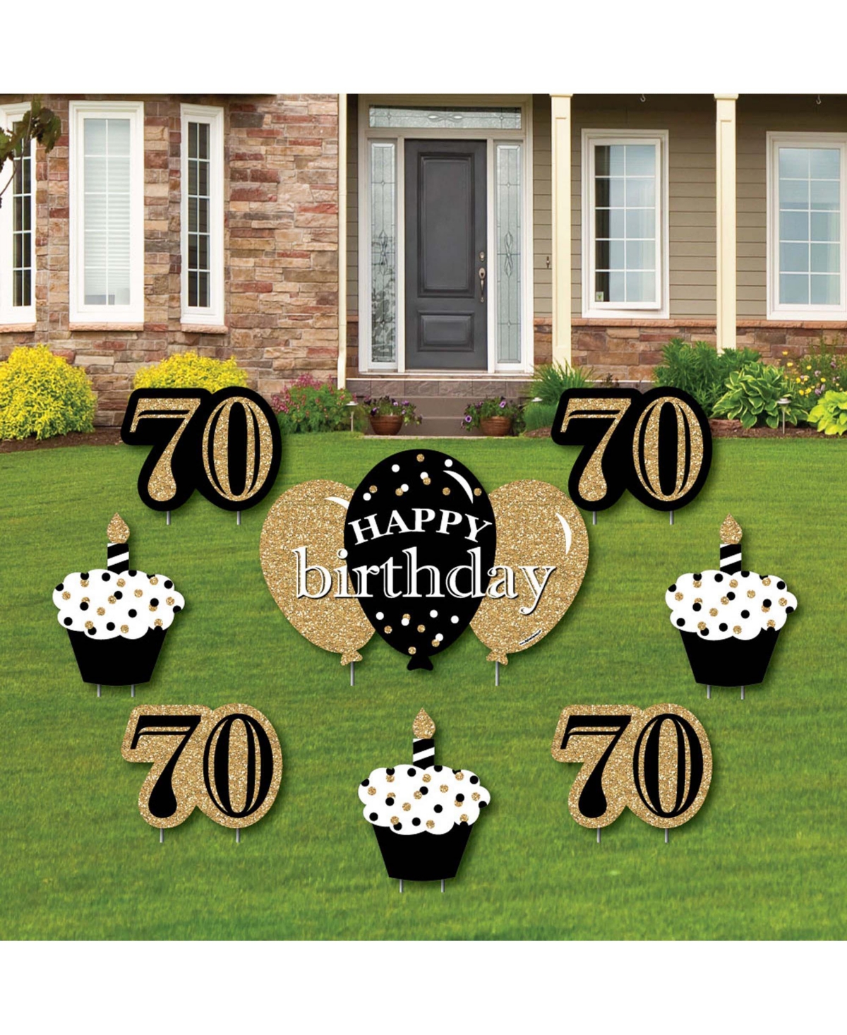 Big Dot Of Happiness Adult 70th Birthday - Gold - Lawn Decor - Happy ...