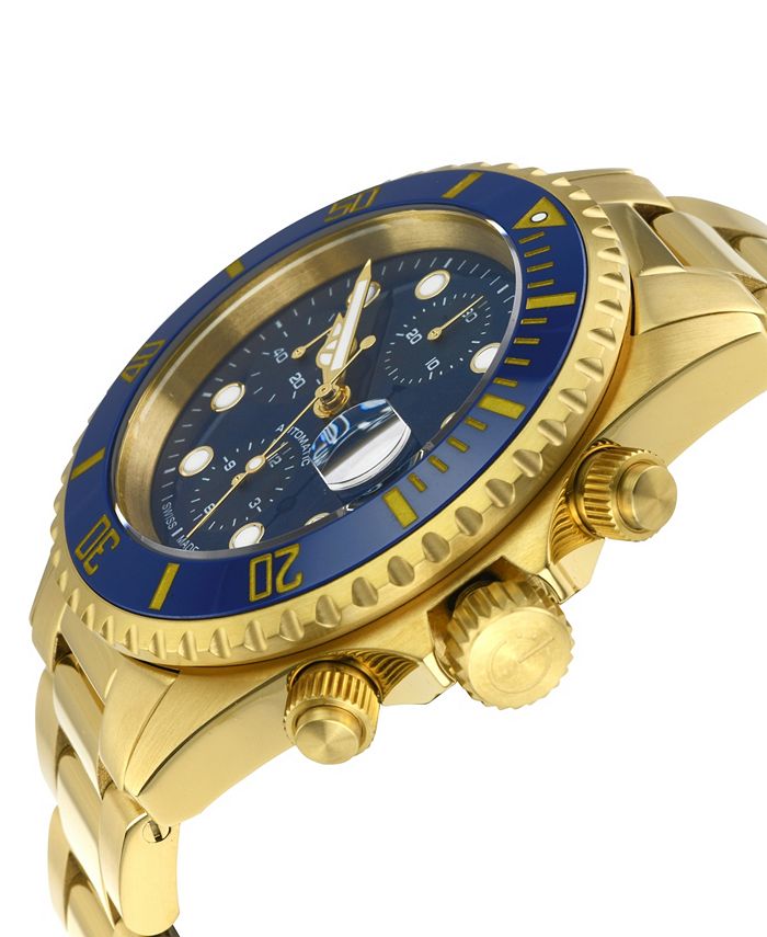 Gevril Men's Wall Street Chro Swiss Automatic Ion Plating Gold-Tone ...