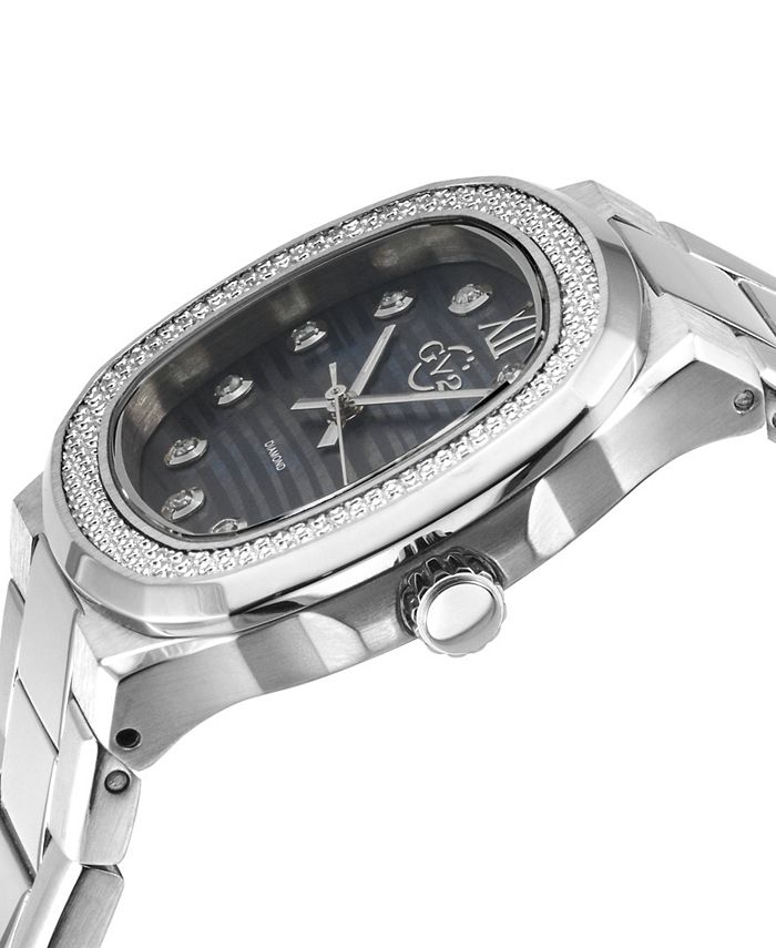 GV2 by Gevril Women's Potente Swiss Quartz Diamond Accents Silver-Tone ...