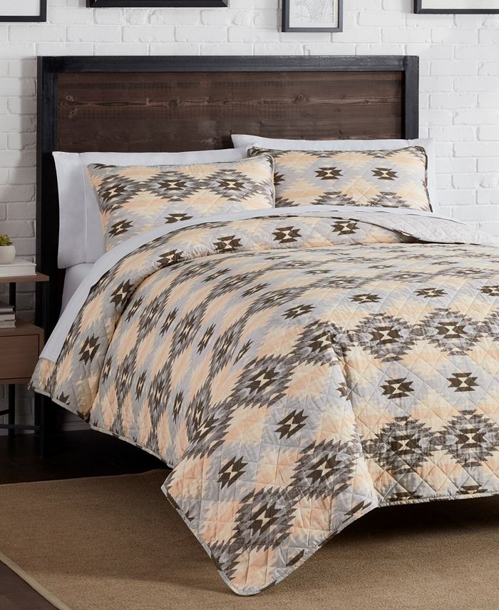Lucky Brand Nevada Tribal 3 Piece Quilt Set, King - Macy's