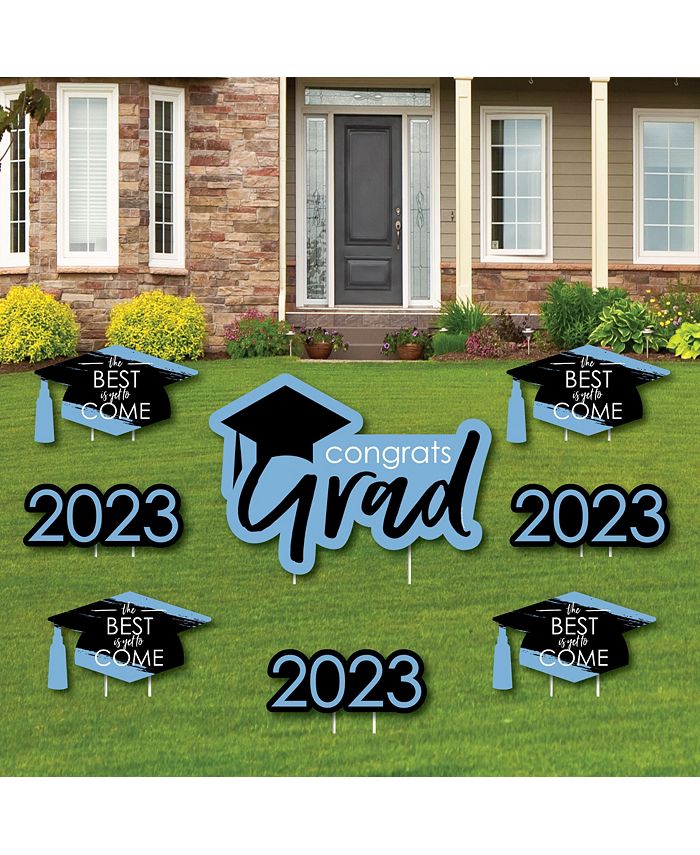 Big Dot of Happiness Light Blue Grad - Best is Yet to Come - Lawn Decor ...