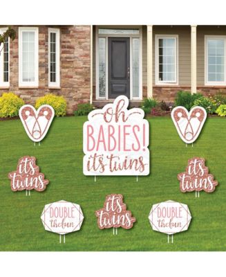 Big Dot of Happiness It's Twin Girls - Lawn Decor - Rose Gold Twins ...