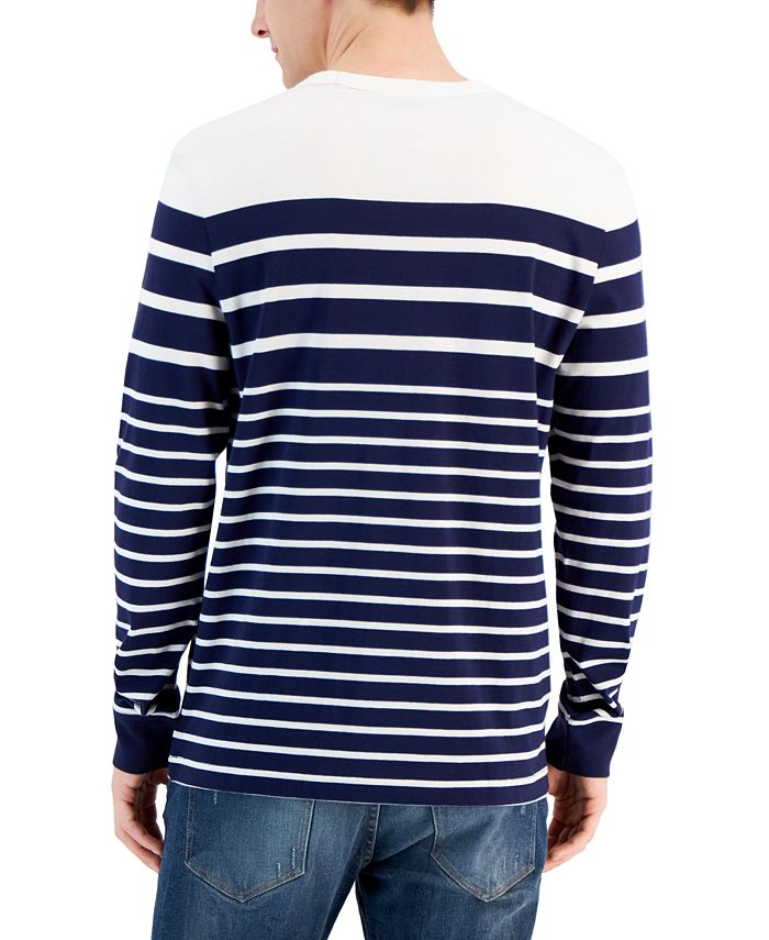 Club Room Mens Breton Classic Fit Stripe Long Sleeve T Shirt Created