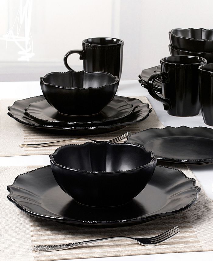 Lorren Home Trends Scalloped Edge 16 Piece Service for 4 Dinnerware Set ...
