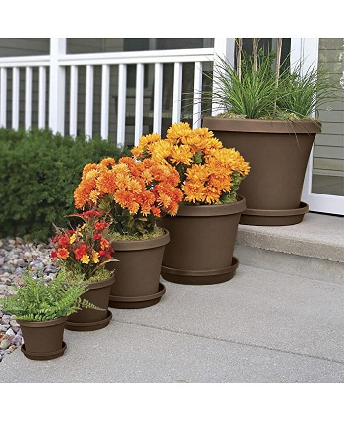 Bloem Terra Round Flower Pot Plastic Saucer, Chocolate, 14in - Macy's