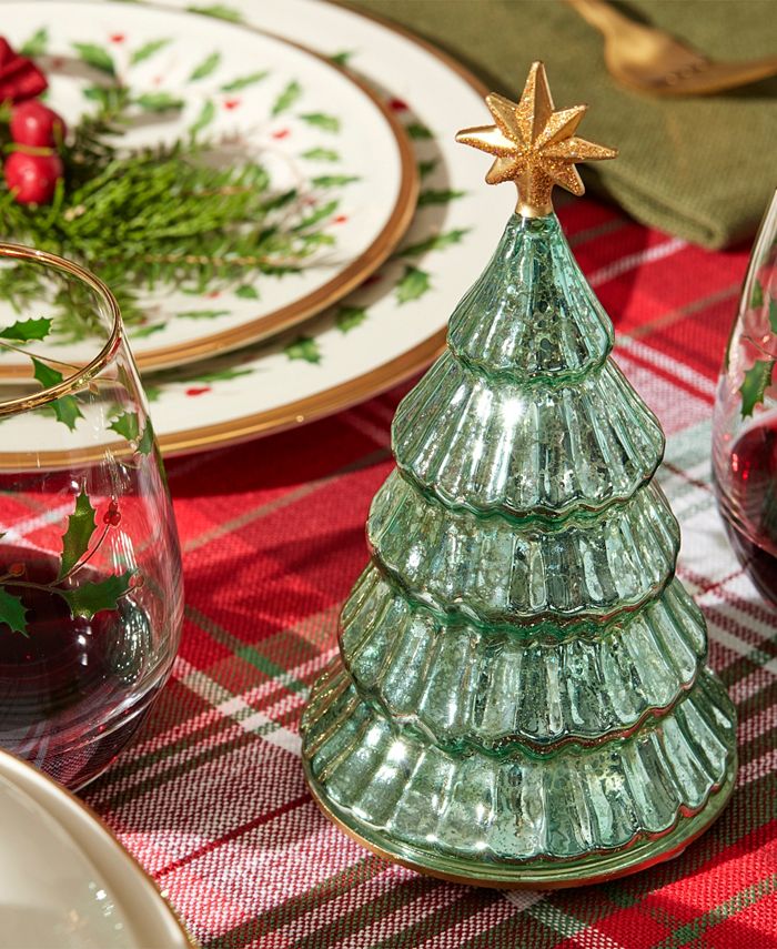 Lenox Wintery Woods Lit Mercury Glass Pine Tree - Macy's