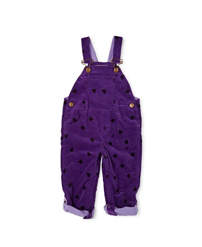 Dotty Dungarees Baby Purple Black Heart Printed Overalls - Macy's