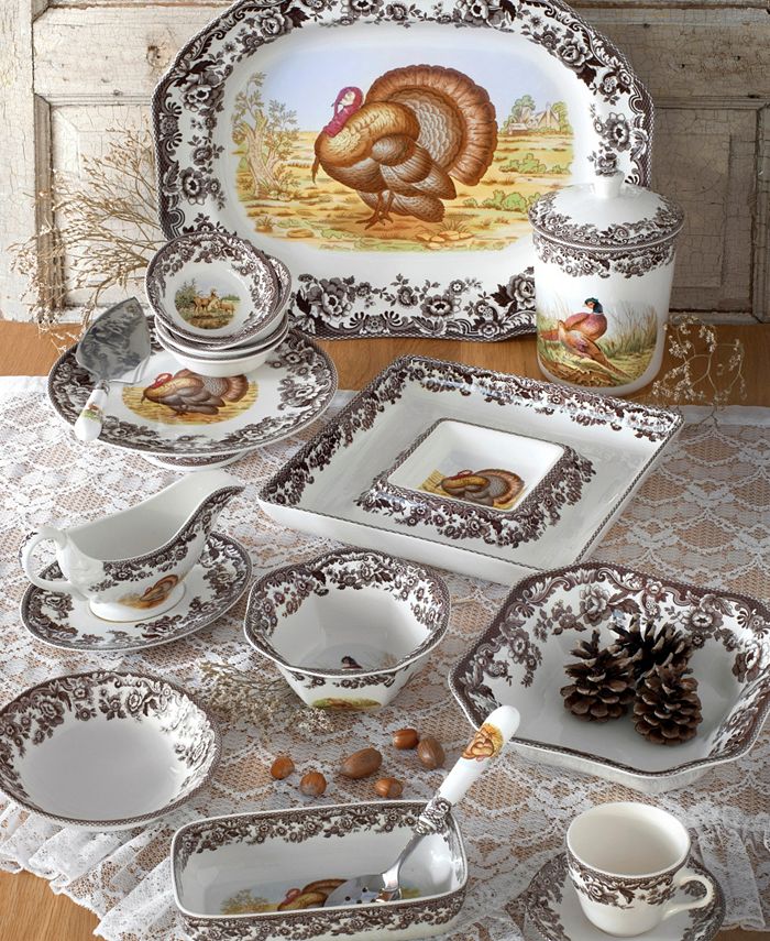 Spode Woodland Turkey Serving Platter with Dome - Macy's