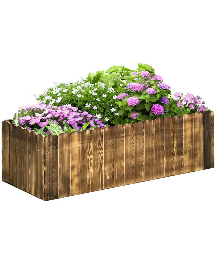 Outsunny Wooden Raised Garden Flower Bed Backyard Elevated Planter Box ...