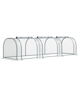 Outsunny Portable Tunneled house with 3 Zippe Doors, PE Cover - Macy's