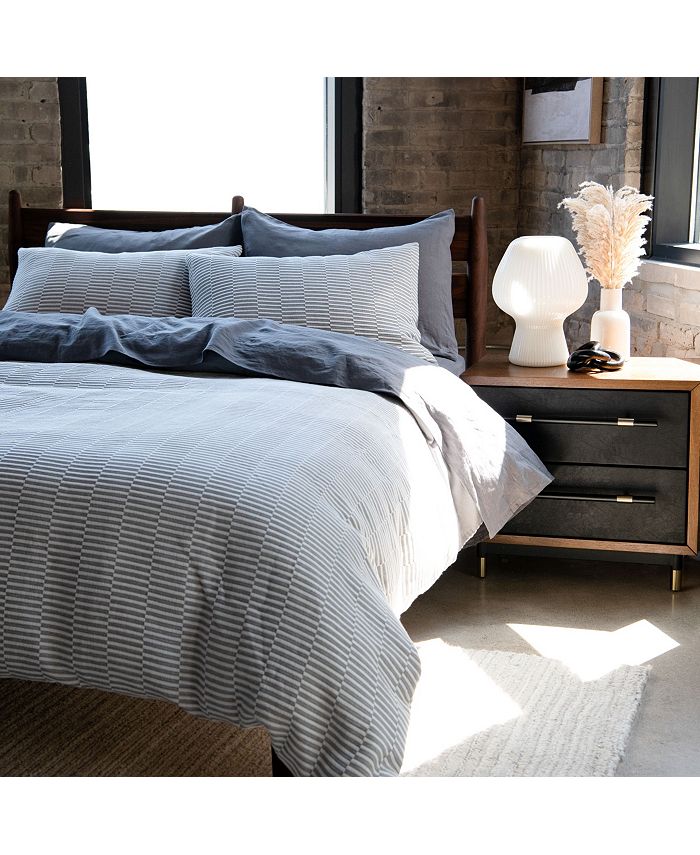 Bokser Home 100% Cotton Textured Stripe Duvet Cover - King/Cal King ...