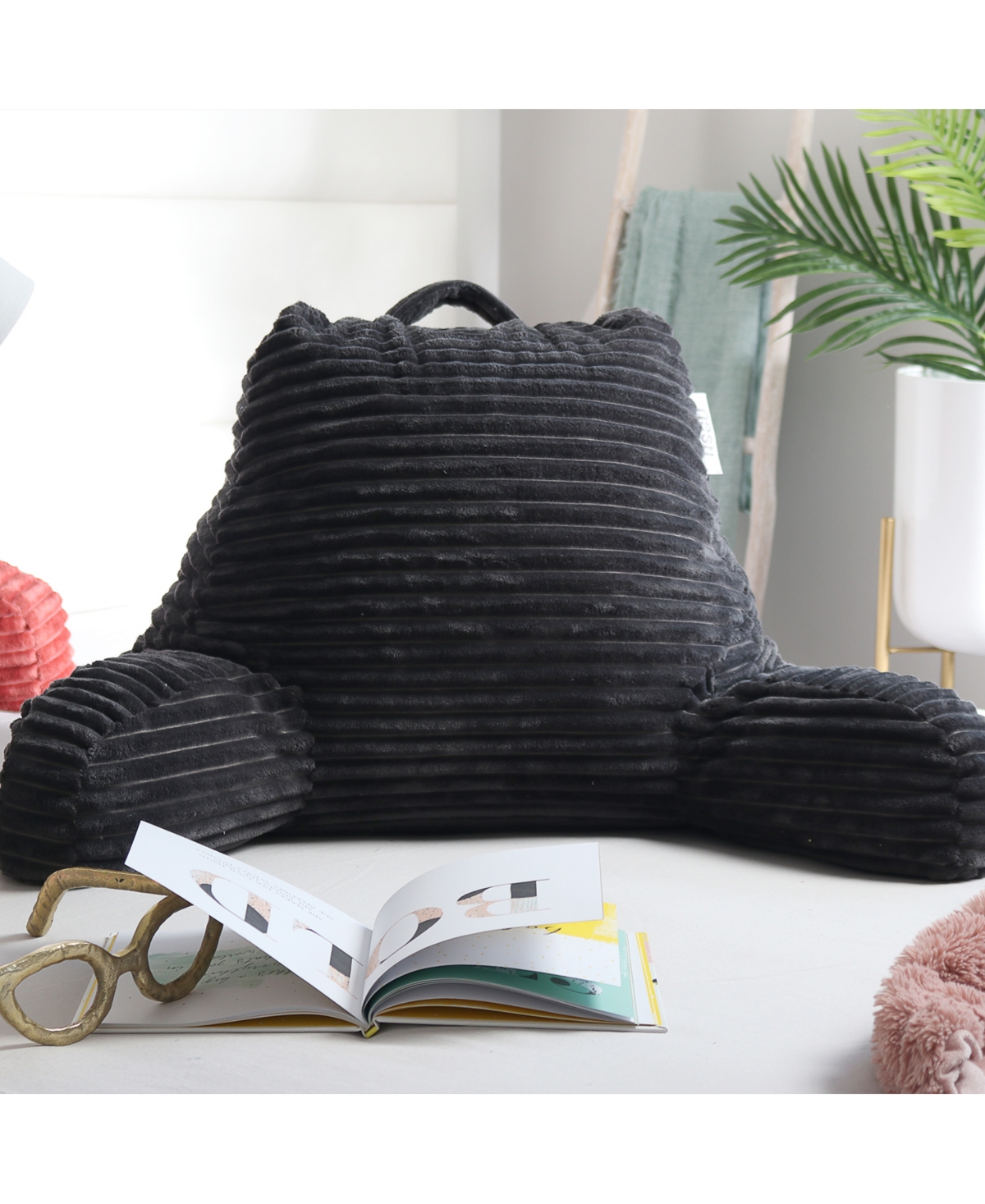 Click here for Nestl Cut Plush Striped Reading Pillow with Arms... prices