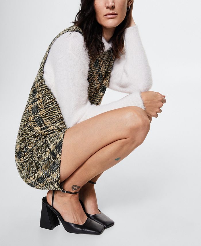 MANGO Women's Tweed Pinafore Dress - Macy's