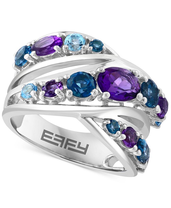 EFFY Collection EFFY® Multi-Gemstone Crossover Ring (2-7/8 ct. t.w.) in Sterling Silver - Macy's
