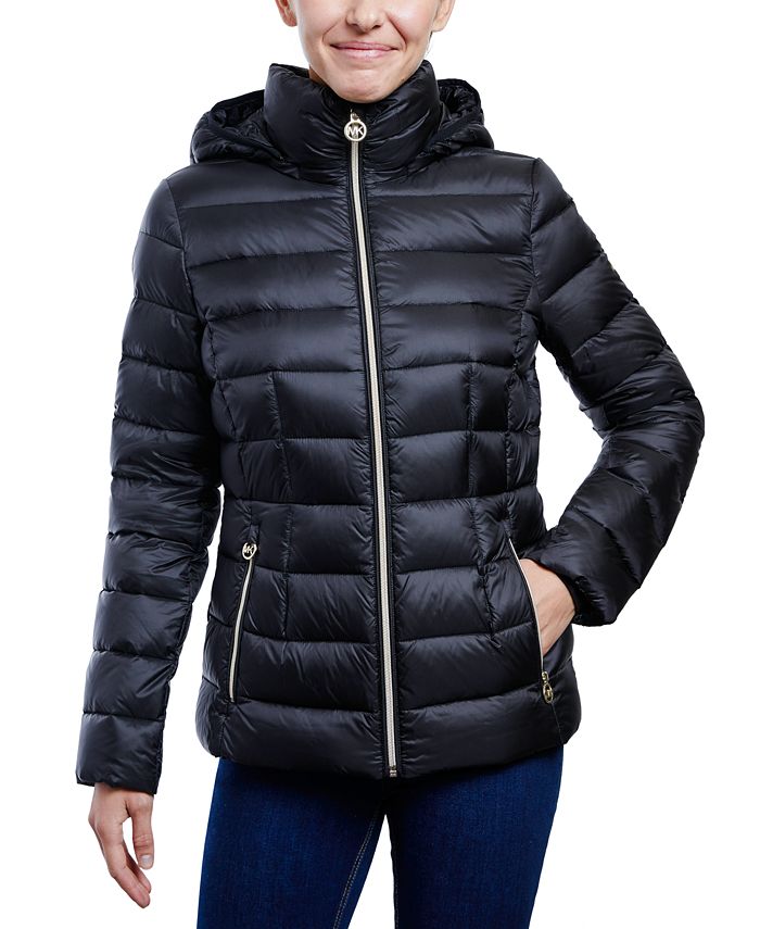 Michael Kors Women's Hooded Packable Down Shine Puffer Coat, Created for Macy's - Macy's