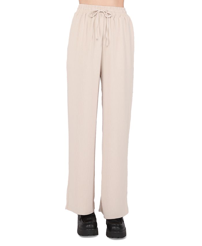 Black Tape Women's High-Rise Drawstring Wide-Leg Pants - Macy's