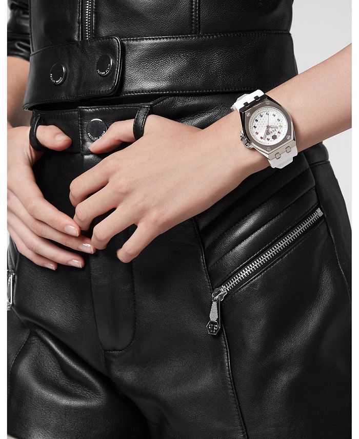 Philipp Plein Women's Plein Extreme White Silicone Strap Watch 38mm - Macy's