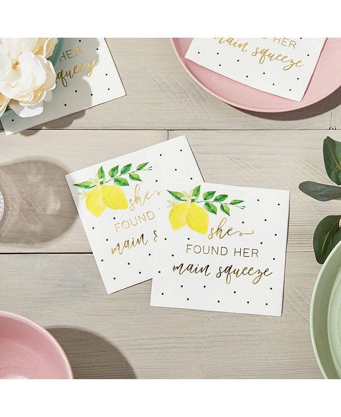 Sparkle and Bash 100 Pack She Found Her Main Squeeze Napkins, Lemon ...