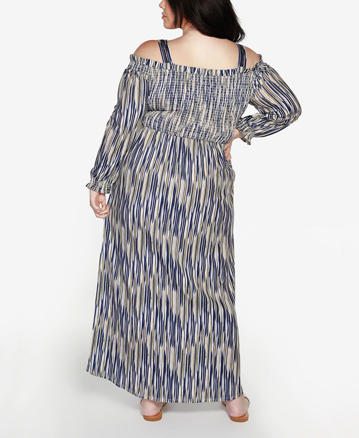 Belldini Black Label Plus Size Printed Cold-Shoulder Maxi Dress ...