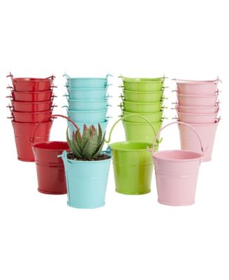 24 Pack Mini Galvanized Buckets for Crafts and Succulents, Party ...