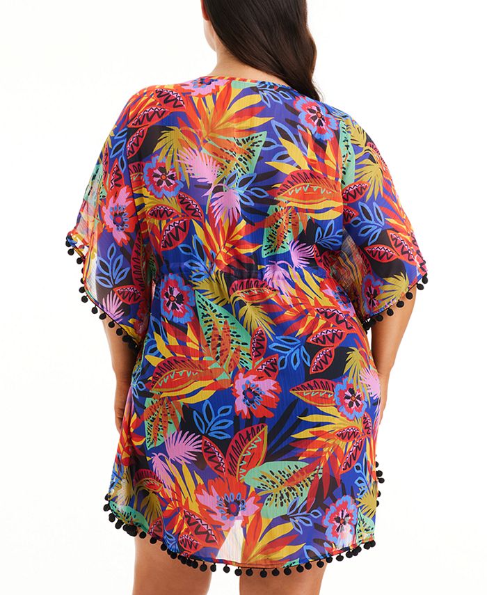 Bleu by Rod Beattie Plus Size Night Safari Chiffon Caftan Cover-Up - Macy's