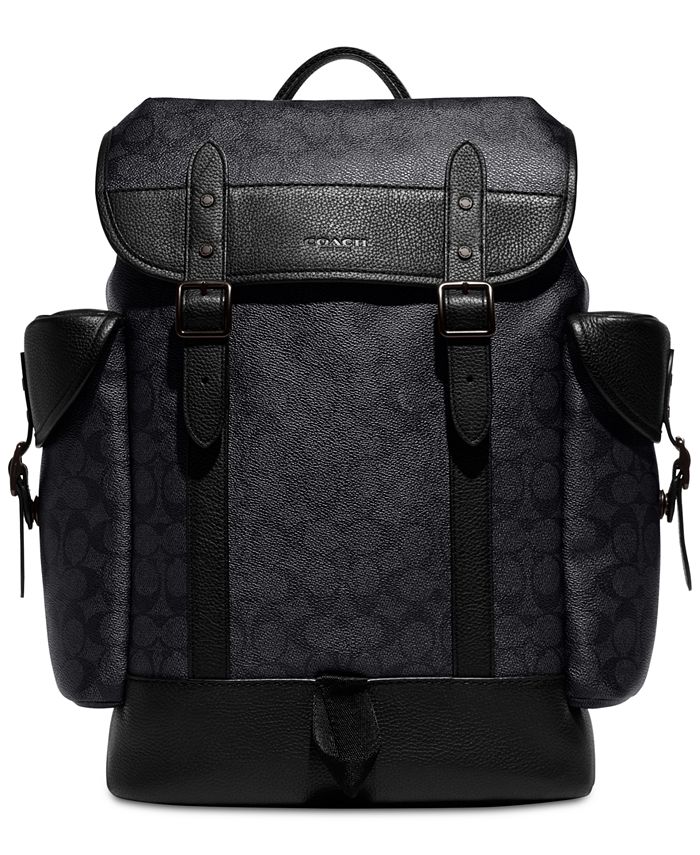 COACH Hitch Signature Print Canvas & Leather Backpack - Macy's