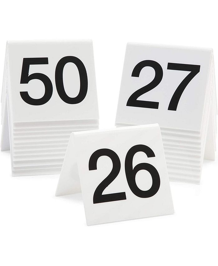 Juvale Set of 25 Acrylic Table Numbers for Wedding, Plastic Tent Cards ...