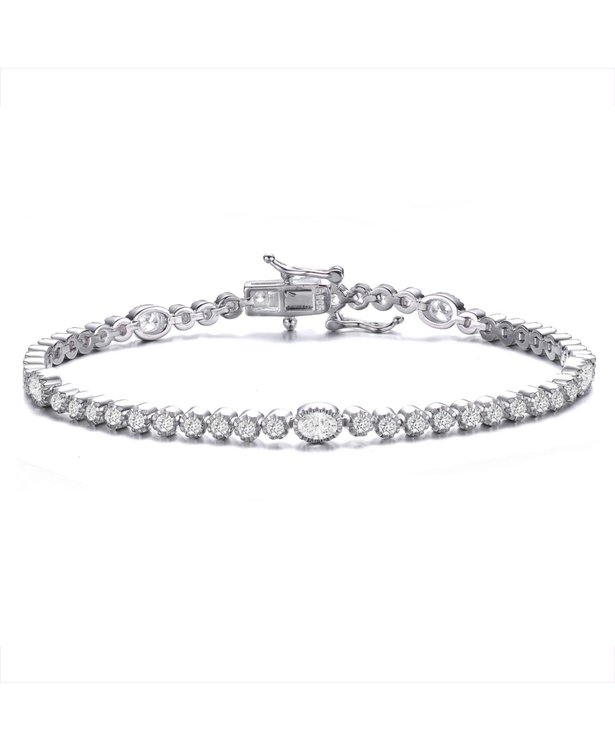 Click here for Sterling Silver with Rhodium Plated Clear Round an... prices