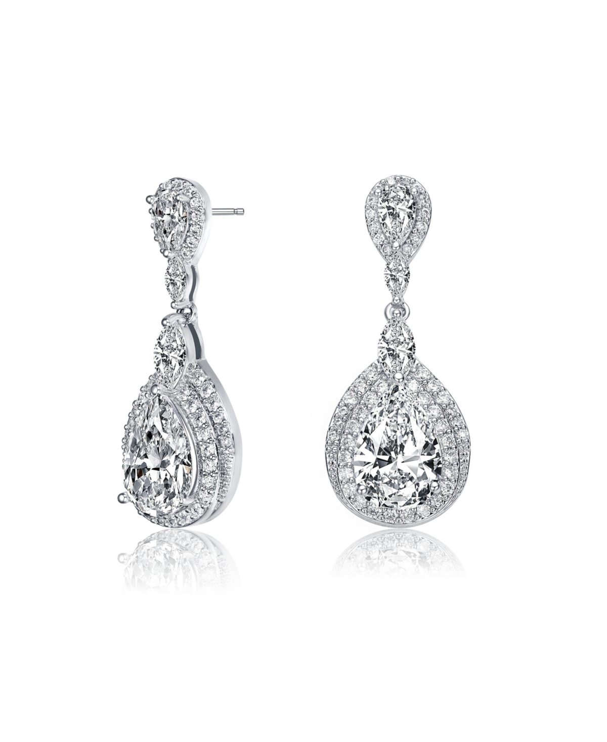 Click here for Sterling Silver with Rhodium Plated Clear Pear wit... prices