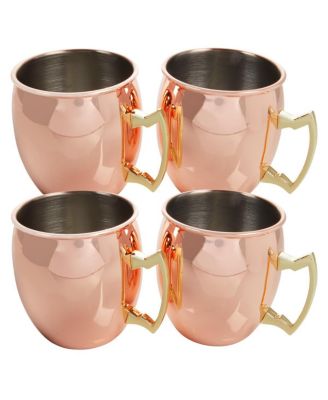 Wolfgang Puck Copper Mule Mugs – Set of 4, 18 OZ, Copper Exterior ...
