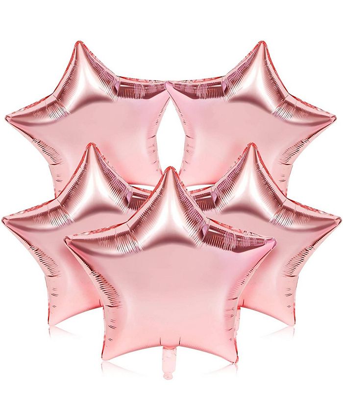 Blue Panda Rose Gold Star Foil Balloons 24 In 24 Pack Macys