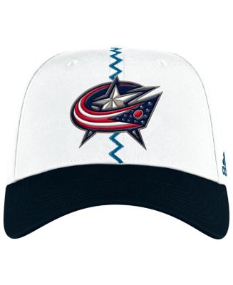 Men's adidas White Columbus Blue Jackets Reverse Retro 2.0 Flex Fitted ...