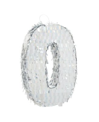 Blue Panda Small Silver Holographic Number 0 Pinata for Birthday Party ...