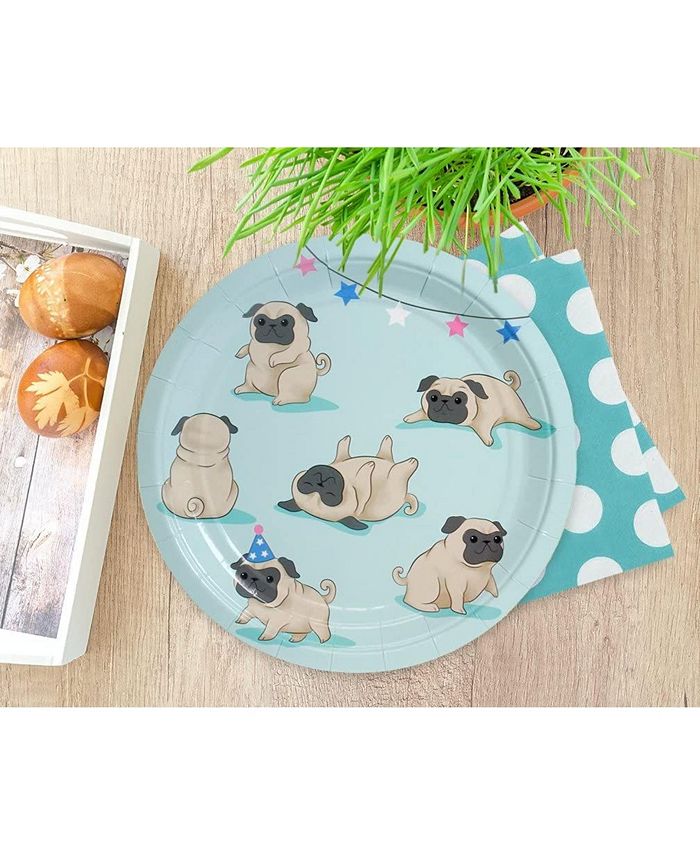 Blue Panda 80-Pack Disposable Paper Pug Plates for Lunch, Dinner ...